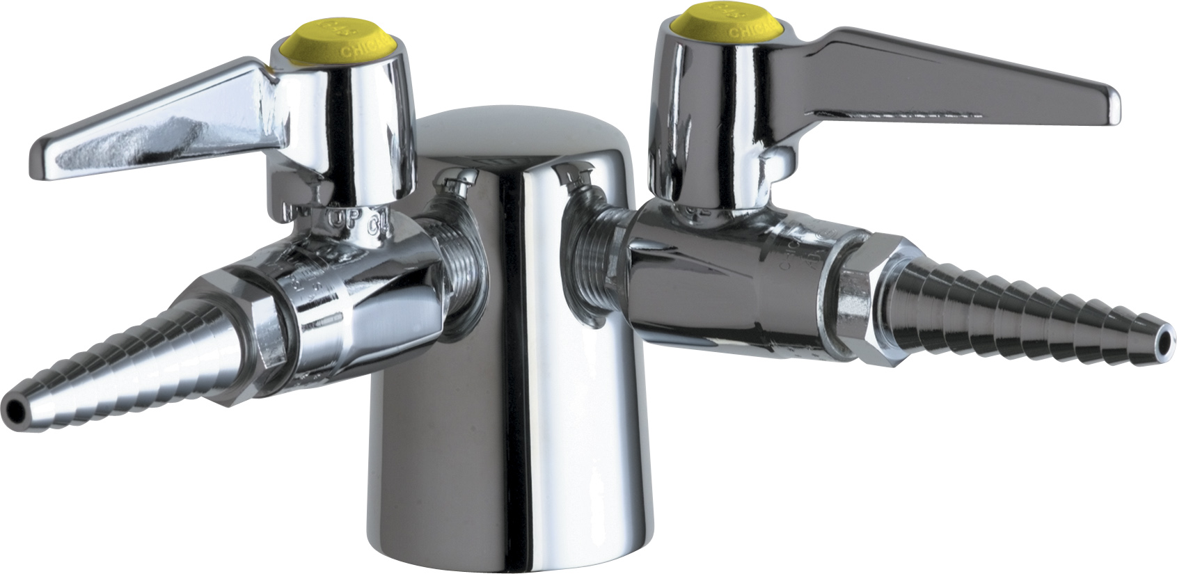 Deck-mounted laboratory turret with two valves at 90° | Chicago Faucets